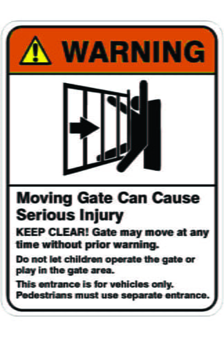 Moving Gate Can Cause Serious Injury - Buy Now