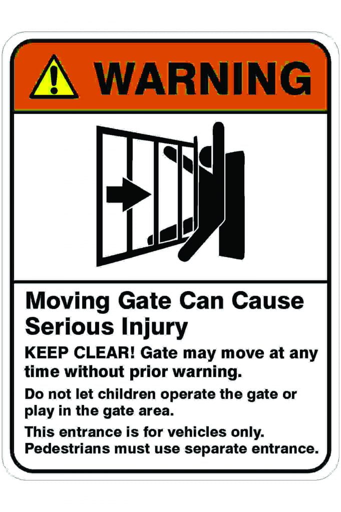 Moving Gate Can Cause Serious Injury - Buy Now
