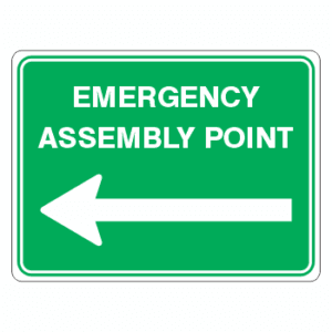 Emergency Assembly Point Left Sign - Buy Now