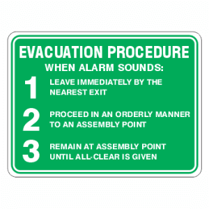Evacuation Procedure Sign - Buy Now